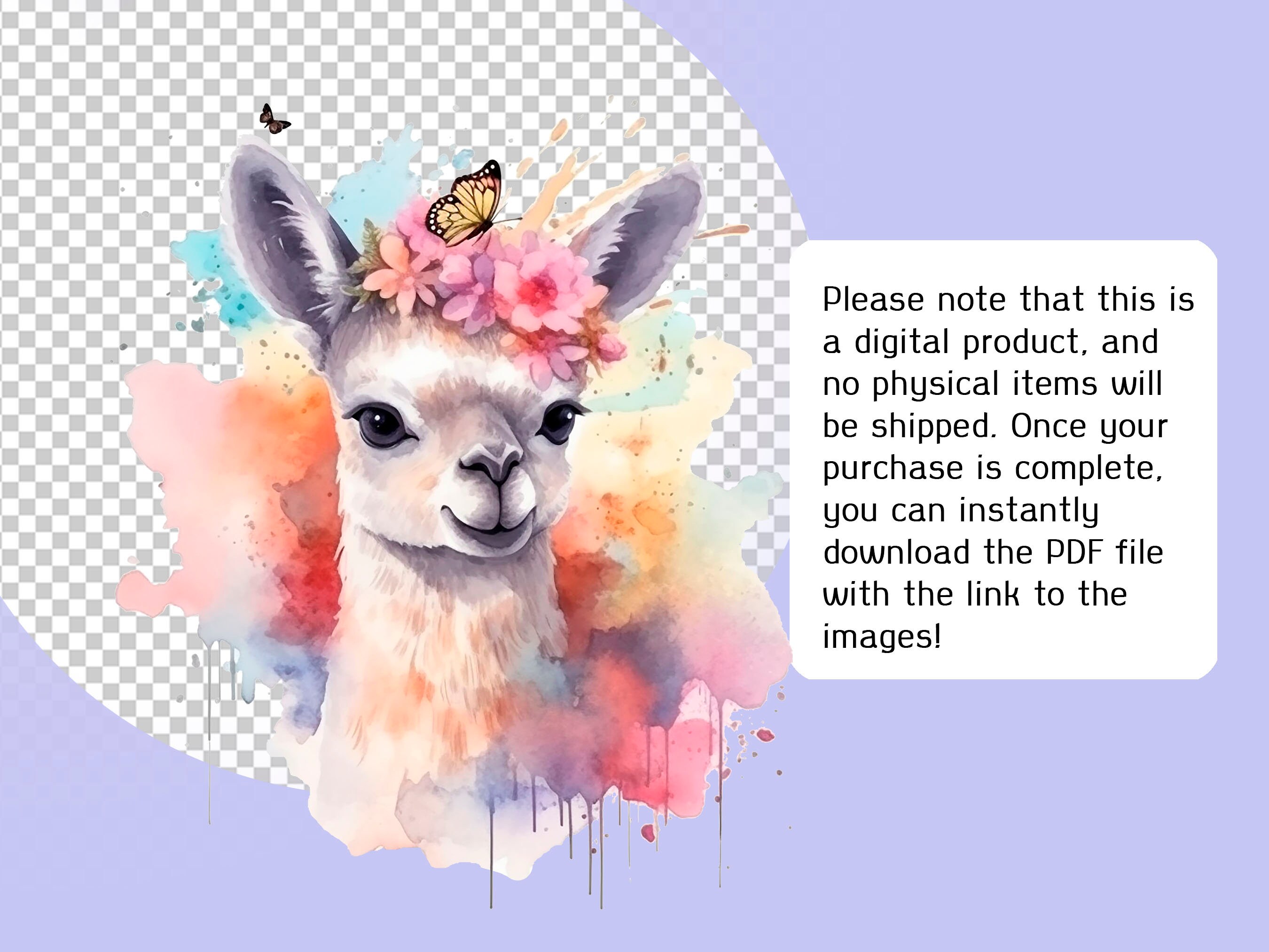 Watercolor Alpaca Clipart Bundle Farm Animals PNG Nursery Wall Art ...