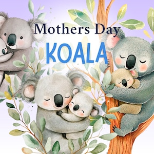 Mother and Baby Koala Clipart Bundle Hugging Koala Family PNG ...