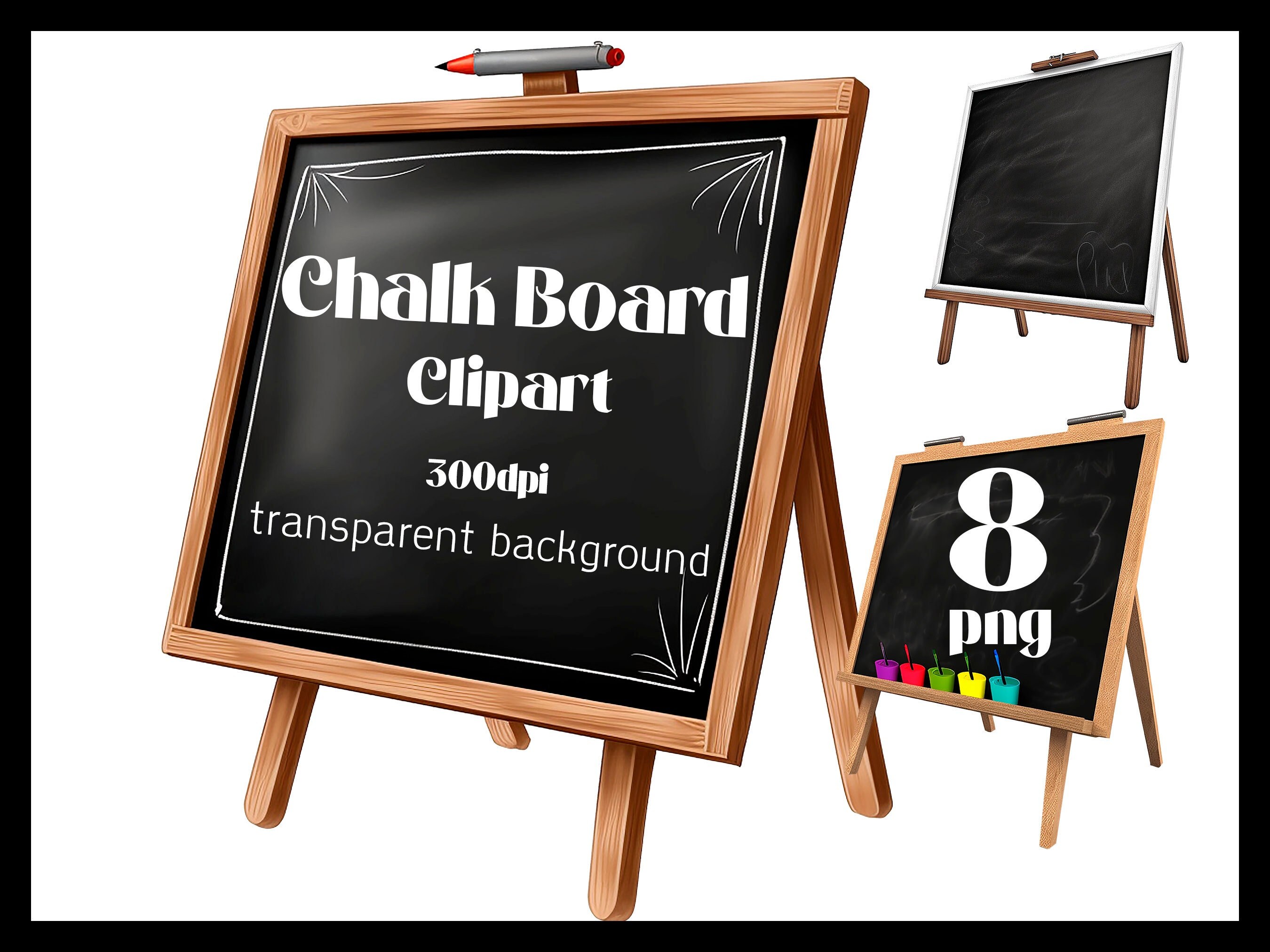 School Chalkboard Clipart Bundle Black Board School PNG Teacher Clipart ...