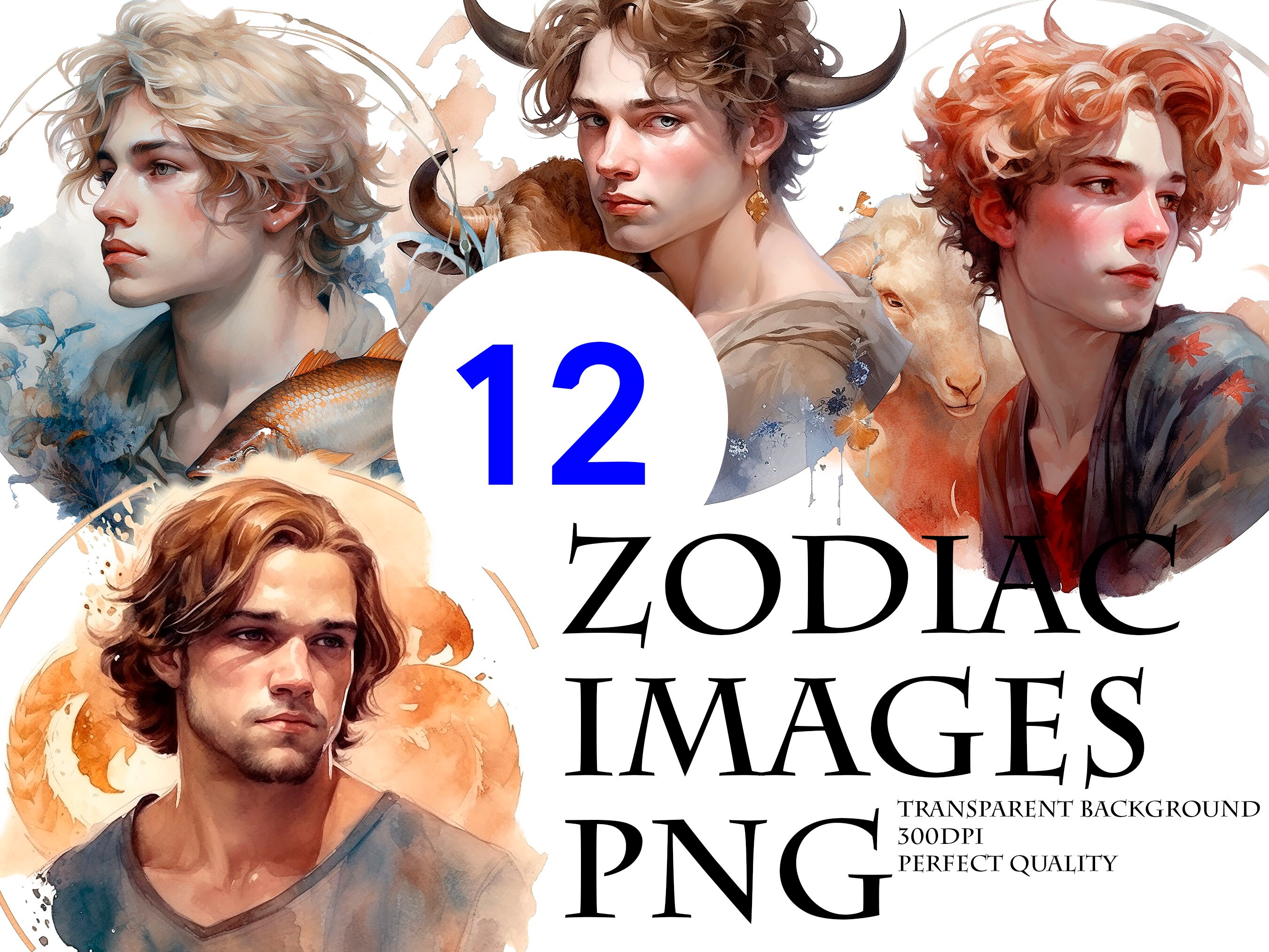 Male Zodiac Signs PNG Clipart Bundle Men Horoscope Sign Sublimation ...