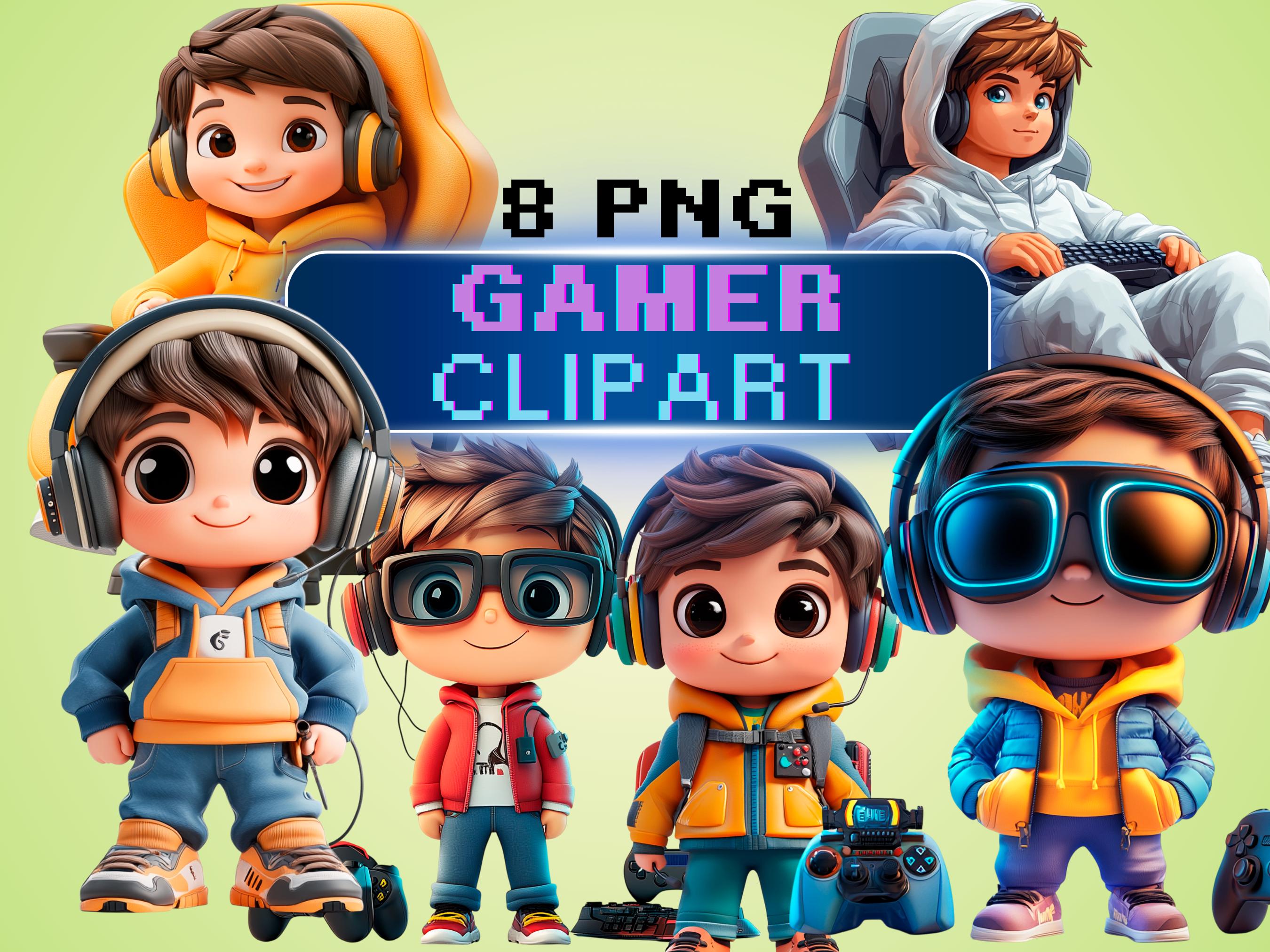 Gamer Kids Clipart PNG Cute Gamer Boy Cartoon Characters Gaming ...