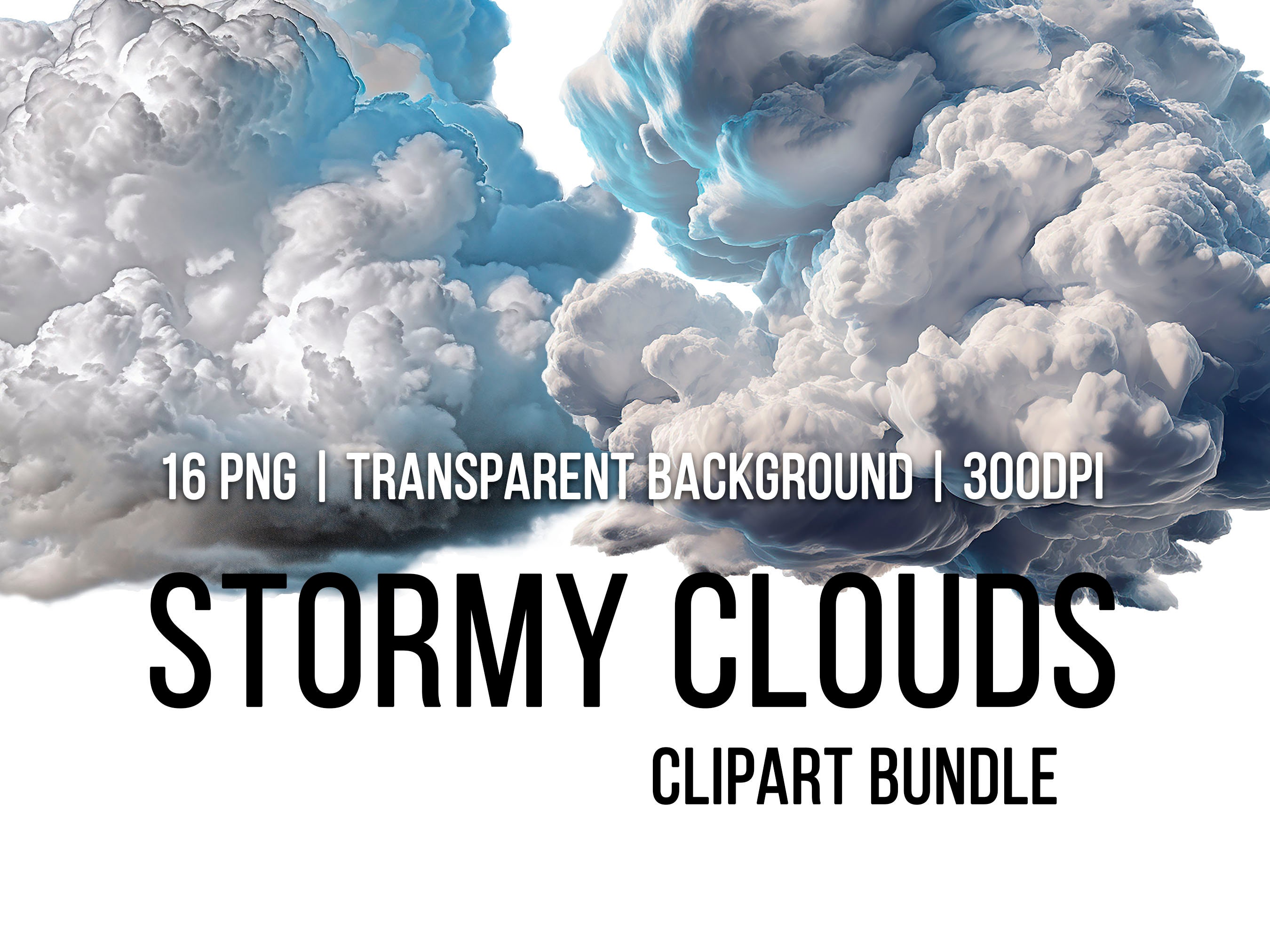 Dramatic Clouds Clipart Bundle PNG Stormy Cloud Art Weather PNG Clipart ...