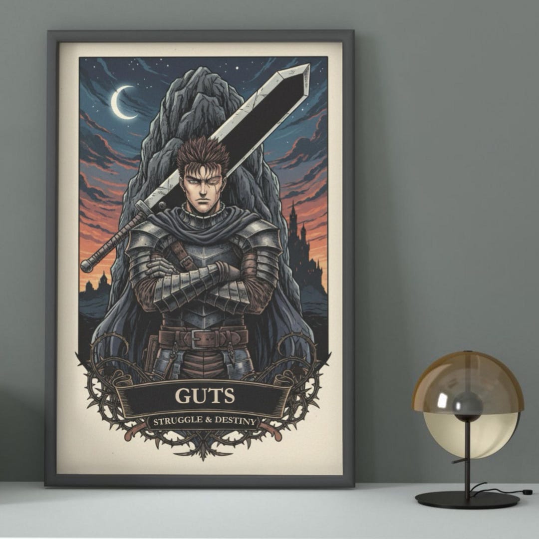 Guts Berserk Poster | Dark Fantasy Wall Art | Anime Warrior Print ...