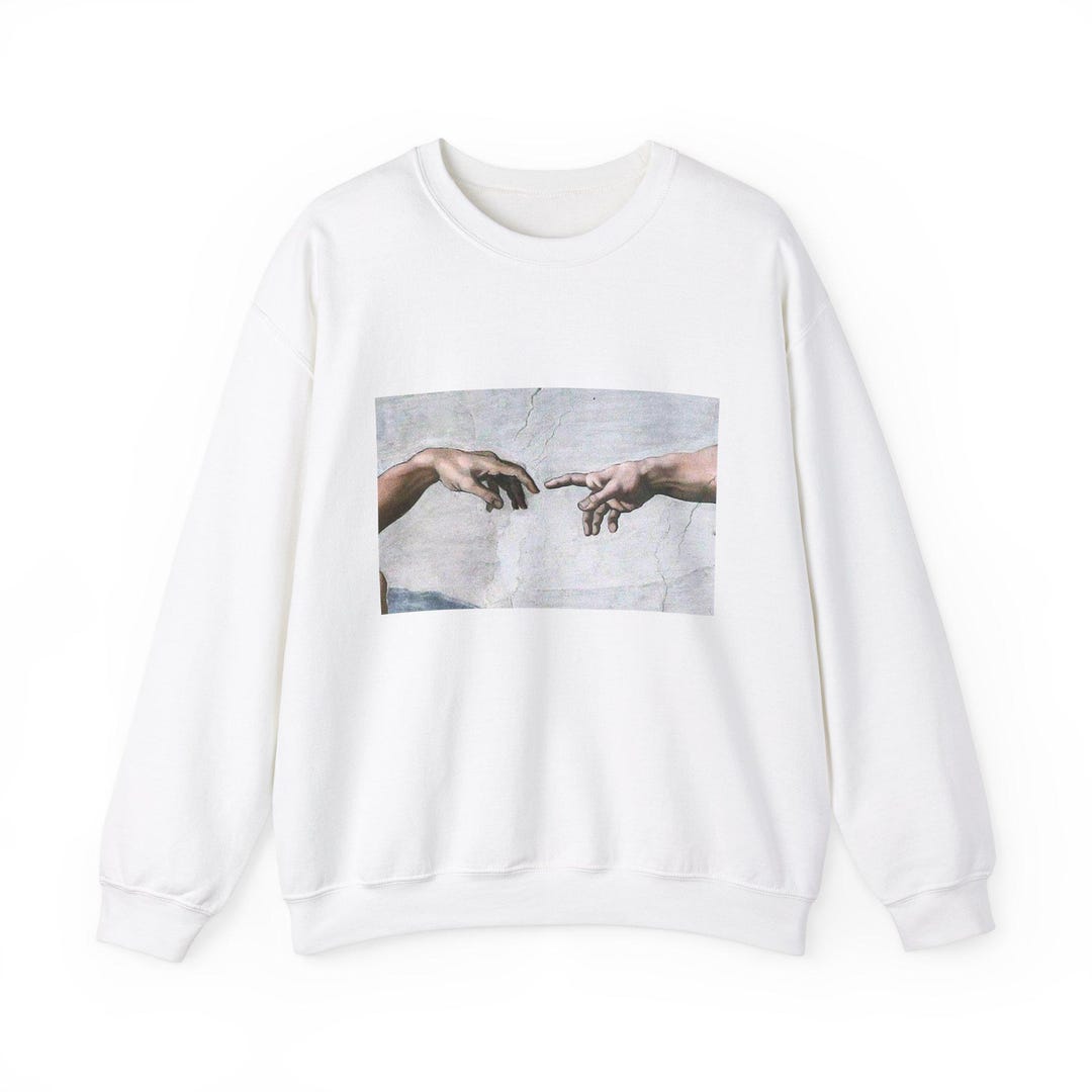 Creation of Adam Sweatshirt, Hand of God & Adam's Finger Touch Design ...