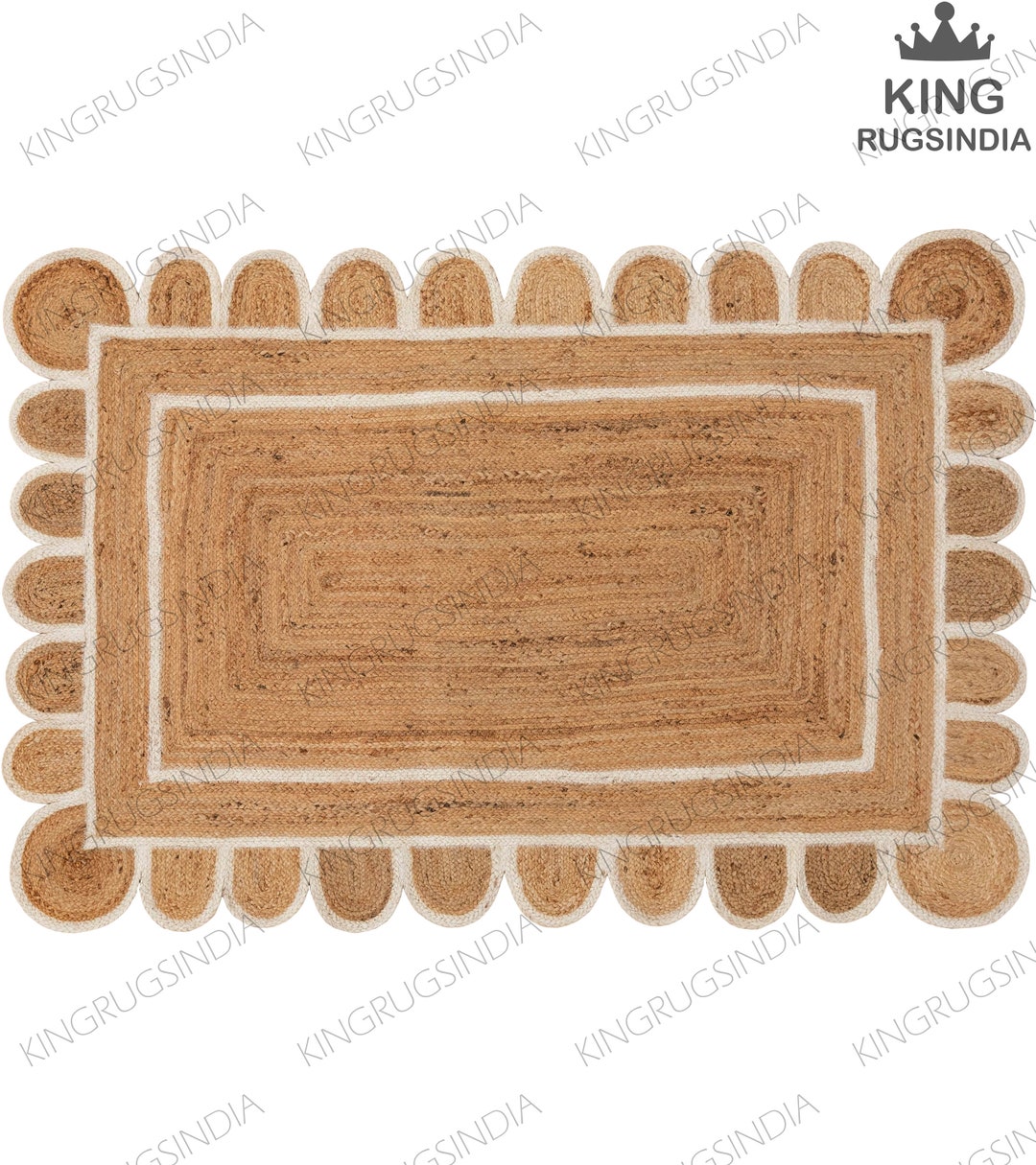 Scalloped Jute Rug off White - This Contemporary Rug Adds Dimension ...