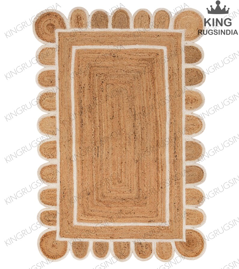 Scalloped Jute Rug off White - This Contemporary Rug Adds Dimension ...