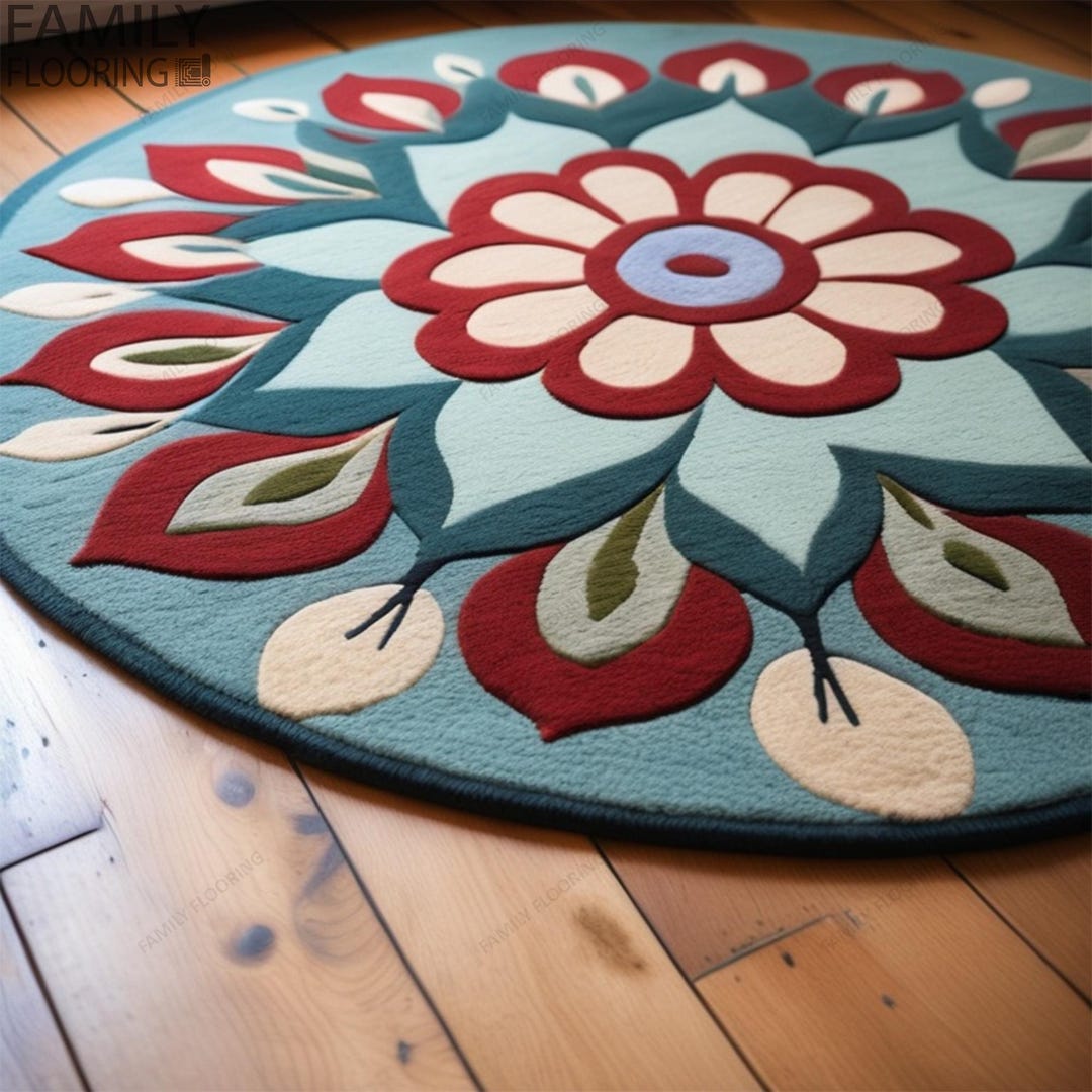 Handmade Round Floral Design Rug for Living Room - Stylish Home Decor ...