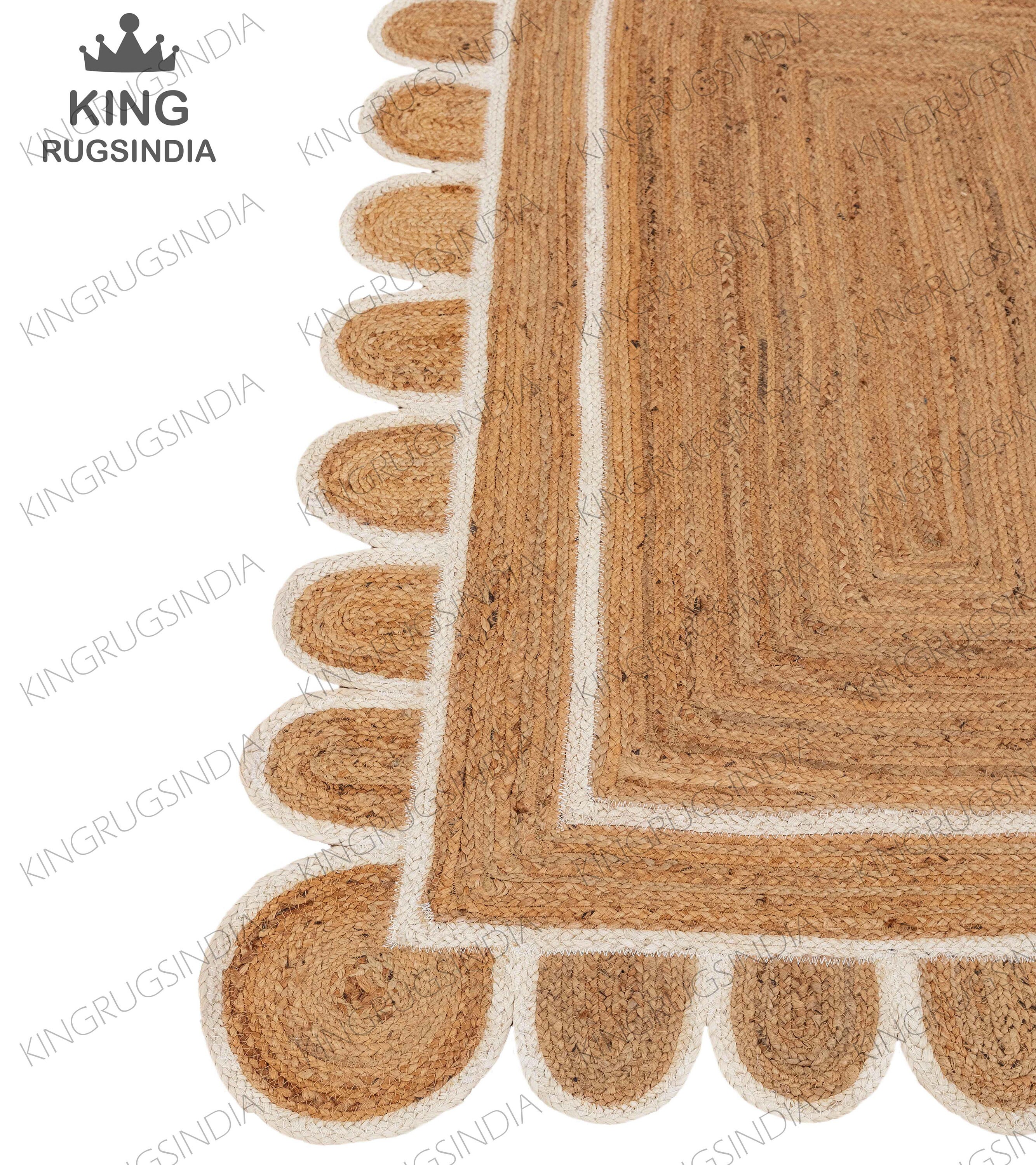 Scalloped Jute Rug off White - This Contemporary Rug Adds Dimension ...