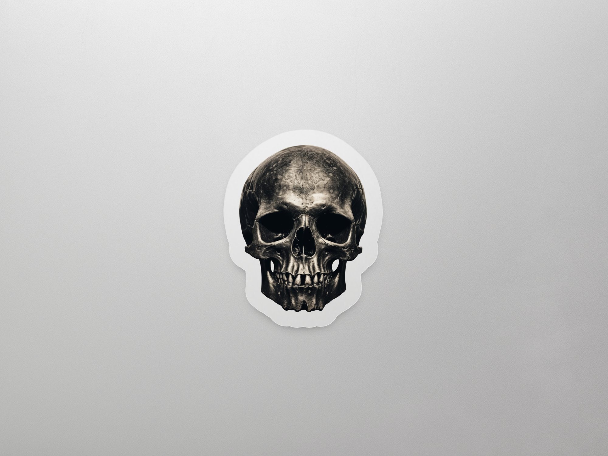 Gothic Skull Sticker, Dark Aesthetic Decal, Macabre Laptop Decoration ...