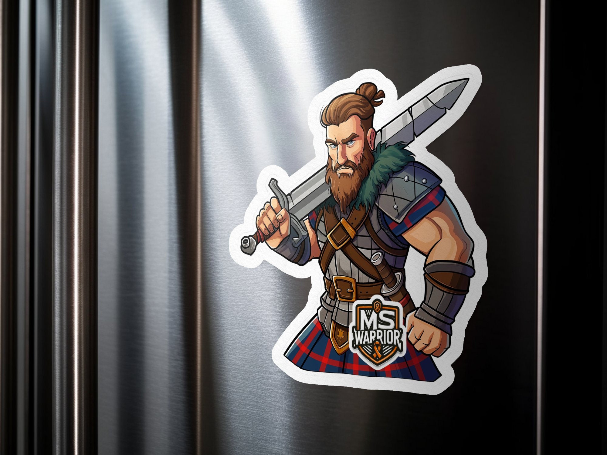 Scottish Warrior Cartoon Sticker, Highland Fighter Vinyl Decal, Brave ...
