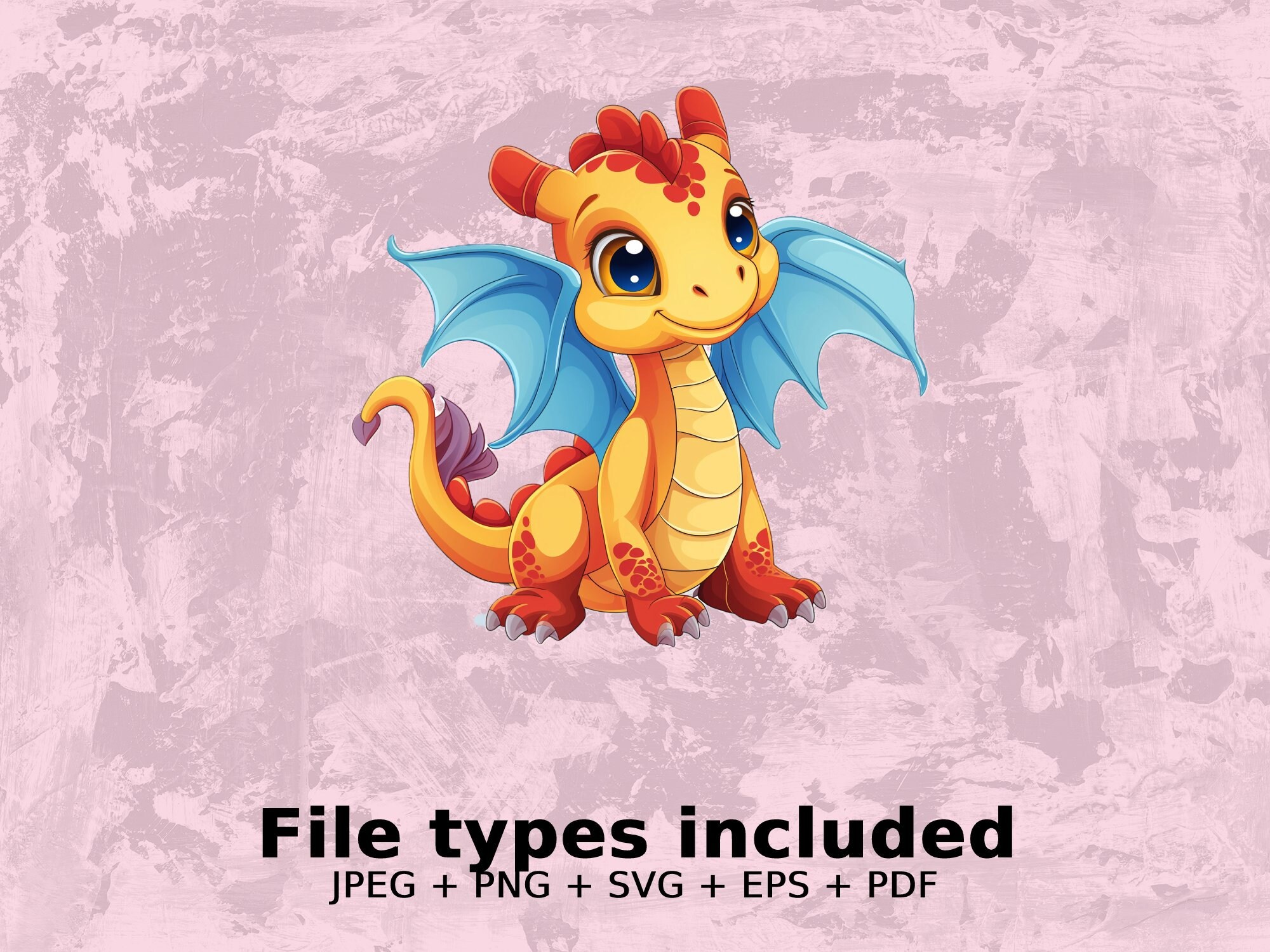 Cute Cartoon Dragon Clipart, Digital Download, Kids Fantasy ...