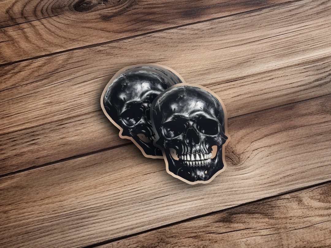 Gothic Skull Sticker, Black and White Vinyl Decal, Laptop and Water ...