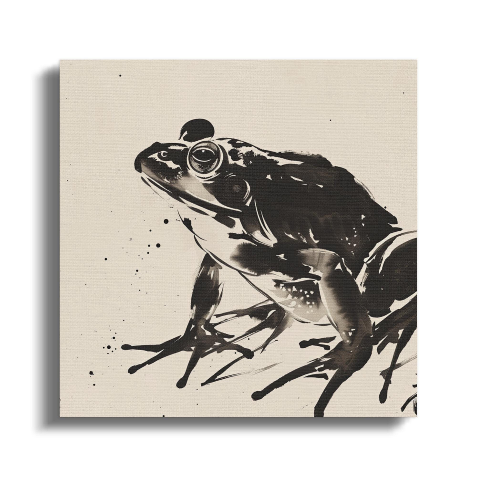 Asian Inspired Frog Ink Painting Wall Art, Traditional Sumi-e Style ...