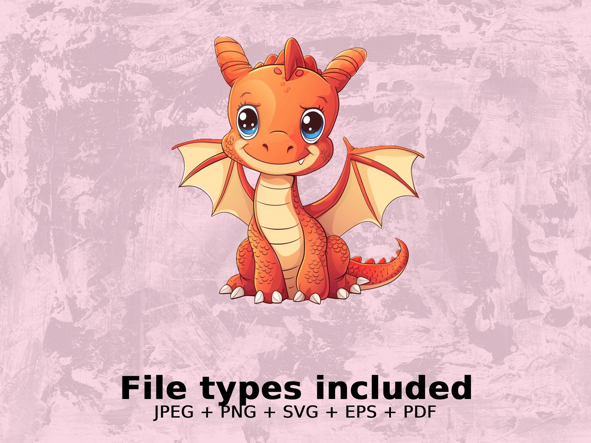 Cute Cartoon Dragon Clipart, Digital Download, Kids Fantasy Art, SVG ...