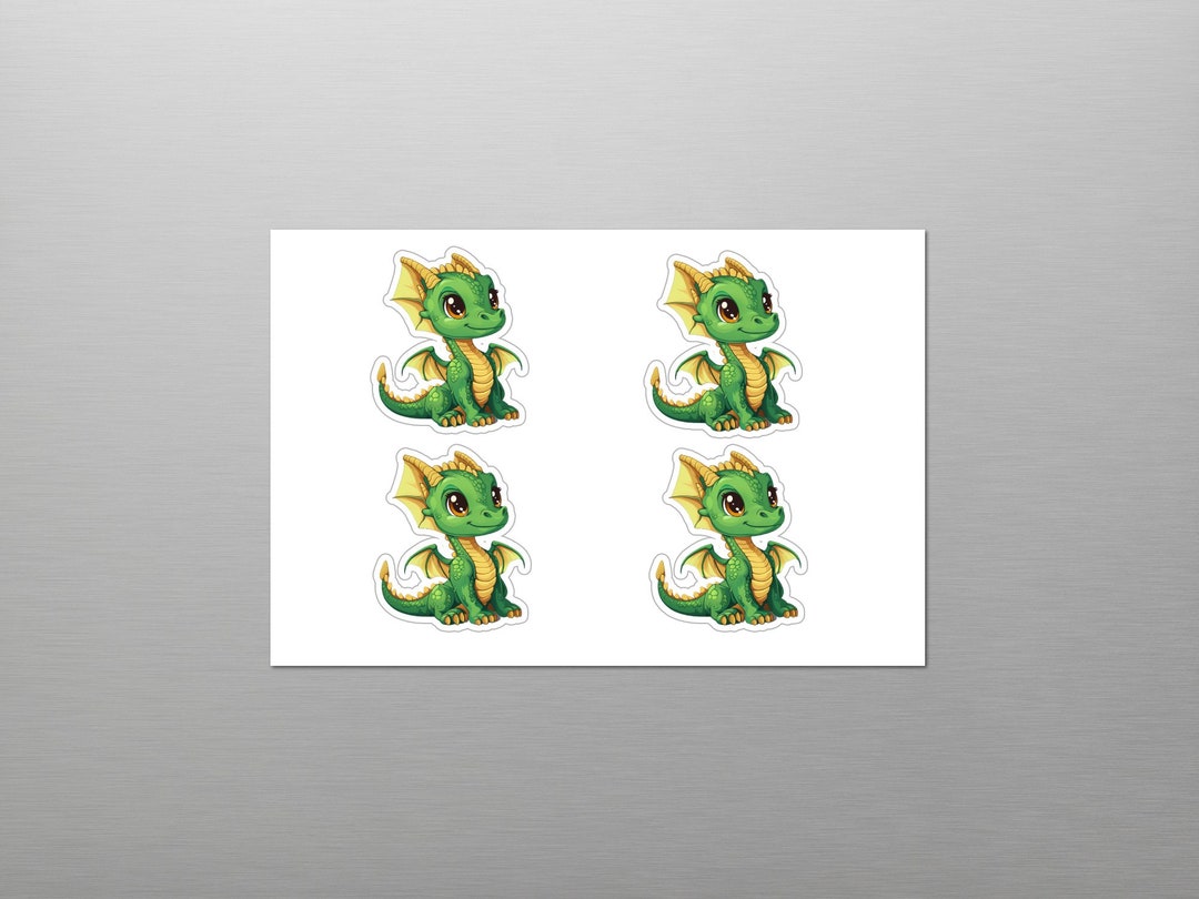 Cute Green Dragon Sticker, Laptop Decal, Fantasy Creatures, Waterproof ...