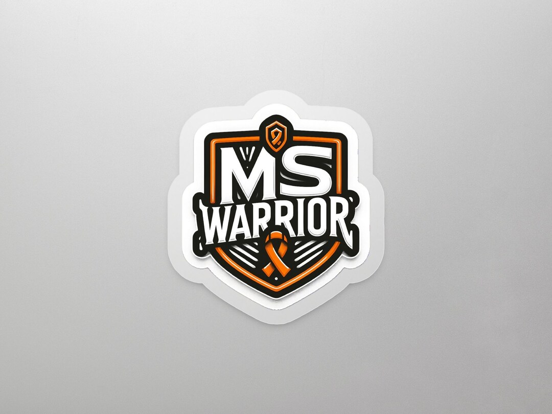 MS Warrior Emblem Sticker, Multiple Sclerosis Awareness Decal, Orange ...