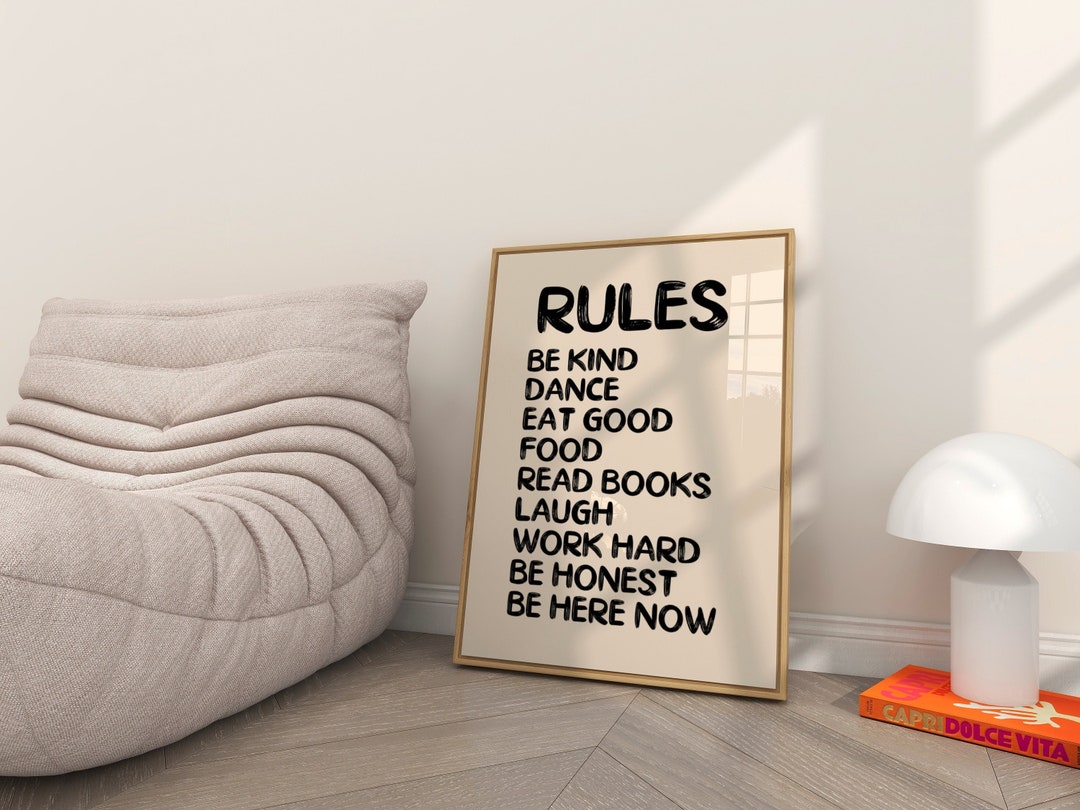 Inspirational Rules Poster, Motivational Wall Art, Modern Digital Print ...