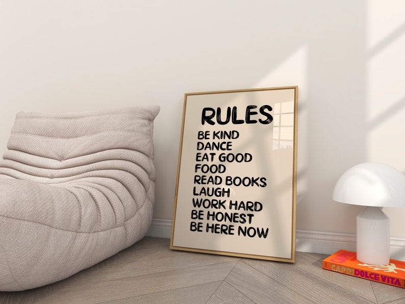 Inspirational Rules Poster, Motivational Wall Art, Modern Digital Print ...