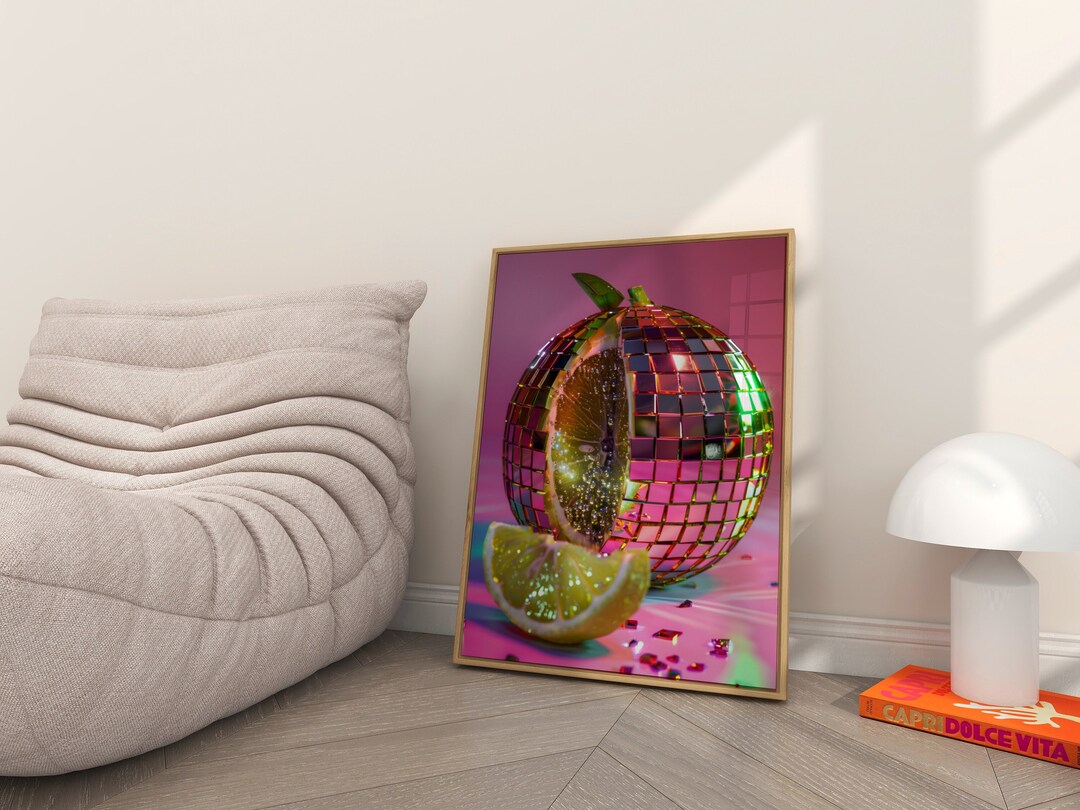 Disco Lemon Print: Glam Dorm Room Wall Art (digital Download) - Etsy