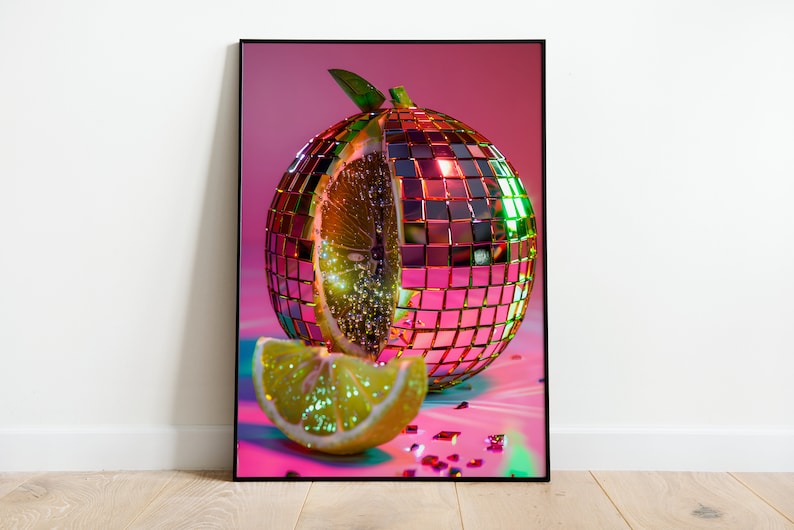 Disco Lemon Print: Glam Dorm Room Wall Art (digital Download) - Etsy