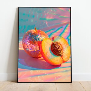 Disco Peach Print Wall Art Poster Glam Disco Ball Peach Preppy Trendy ...