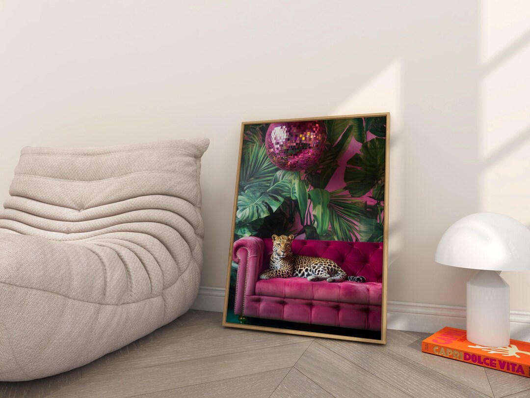 Disco Tiger Art Print, Maximalist Preppy Decor (digital Download) - Etsy