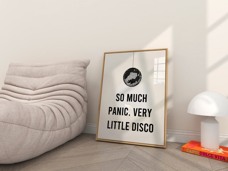 So Much Panic. Very Little Disco Print, Typography Print, Retro Wall Art, Minimalist Wall Art ...