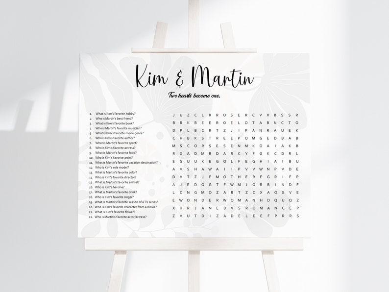 Personalized Word Search Puzzle Game Custom Wedding Word - Etsy