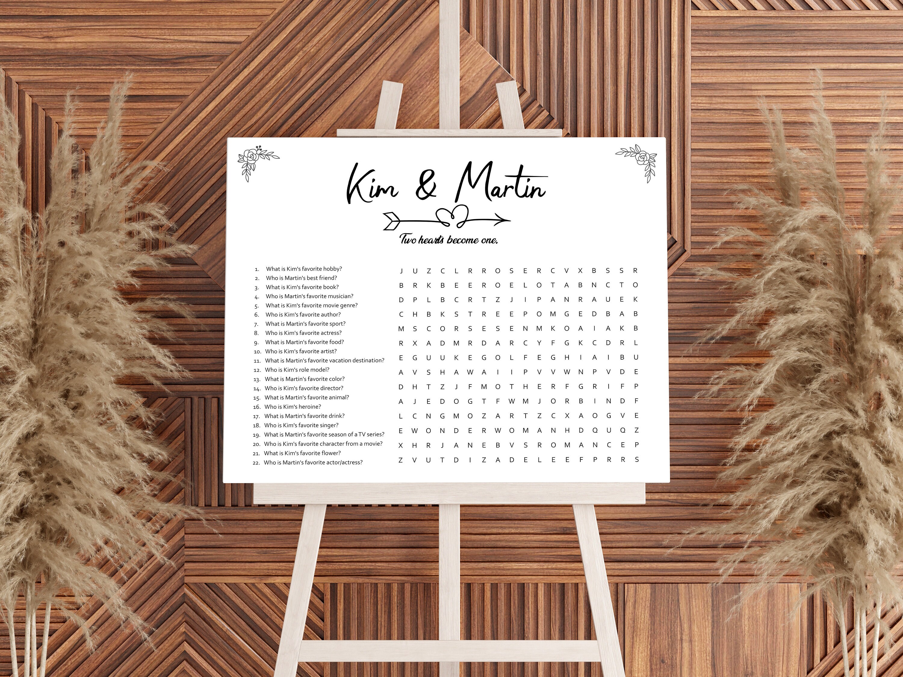 Custom Wedding Word Search Puzzle, Personalized Word Search Puzzle Game ...