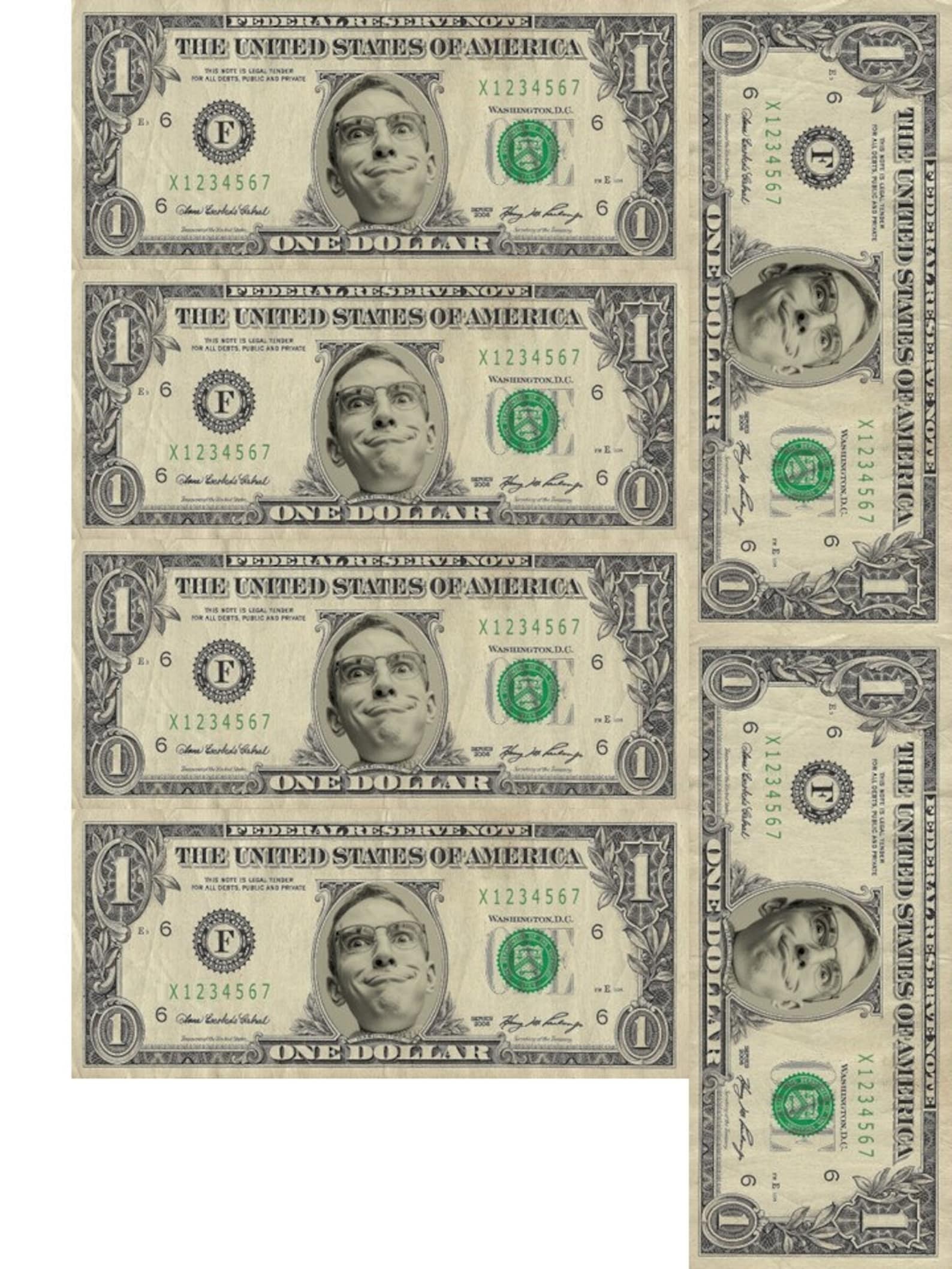 100 USD Party Money, Birthday Bucks, Dollar Bills With Your Face ...