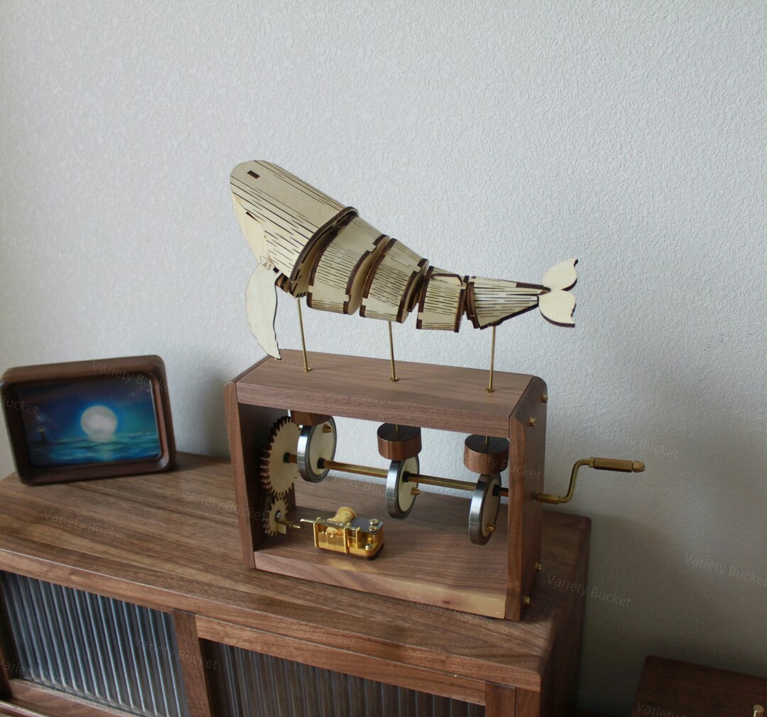 Whale Wooden Music Box Exquisite Unique Solid Wood Hand Musical Box DIY ...