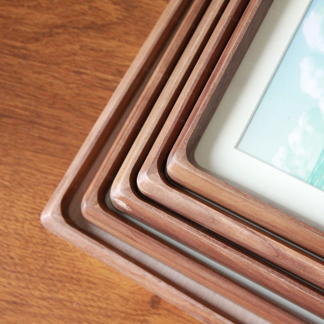 Size Customizable Rustic Walnut Photo Frame: 6'' to 16'' Solid Wood ...