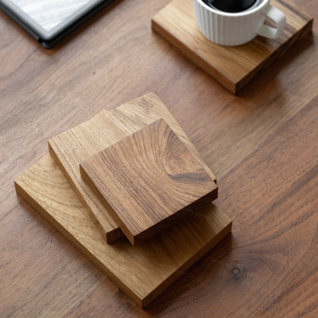 Minimalist Solid Wood Dish Saucer Desk Plate Dishware Rustic Teakwood ...