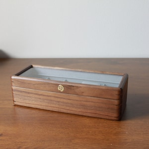 Glass Top Solid Walnut Wood Watch Box Unique Jewelry Box Functional ...
