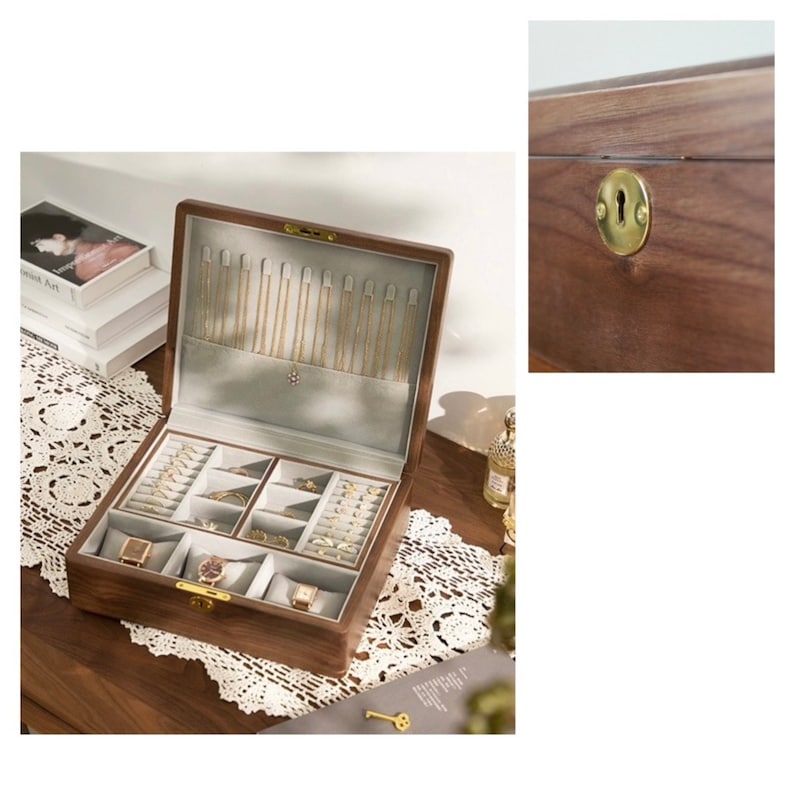 Extra Large Exquisite Unique Jewelry Box Solid Walnut Wood Deco ...