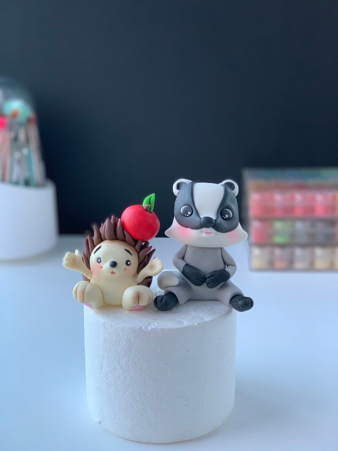 Cute Baby Badger and Hedgehog Woodland Animals Edible Handmade Birthday ...