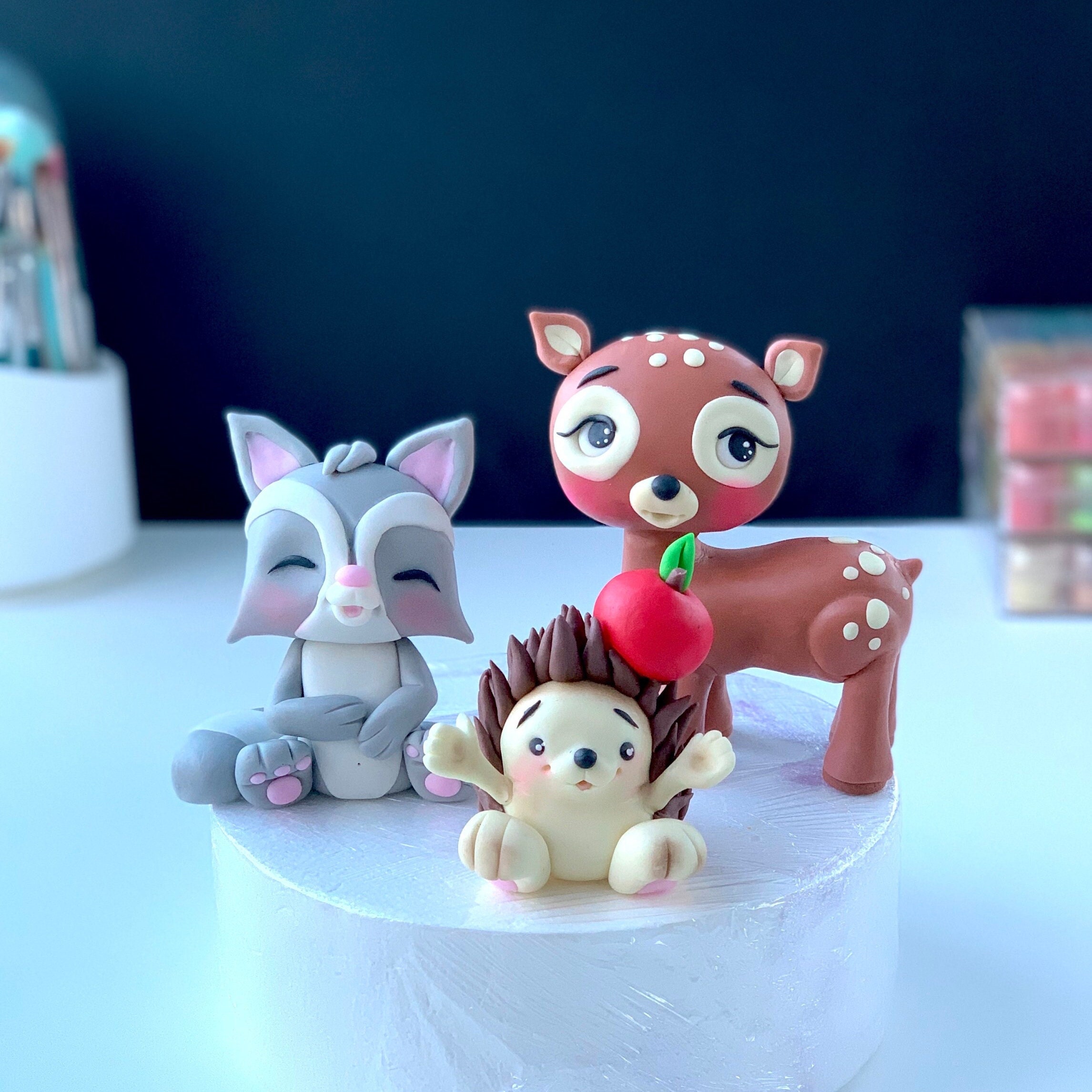 Handmade Roe Deer Racoon Hedgehog Woodland Animals Edible Fondant ...