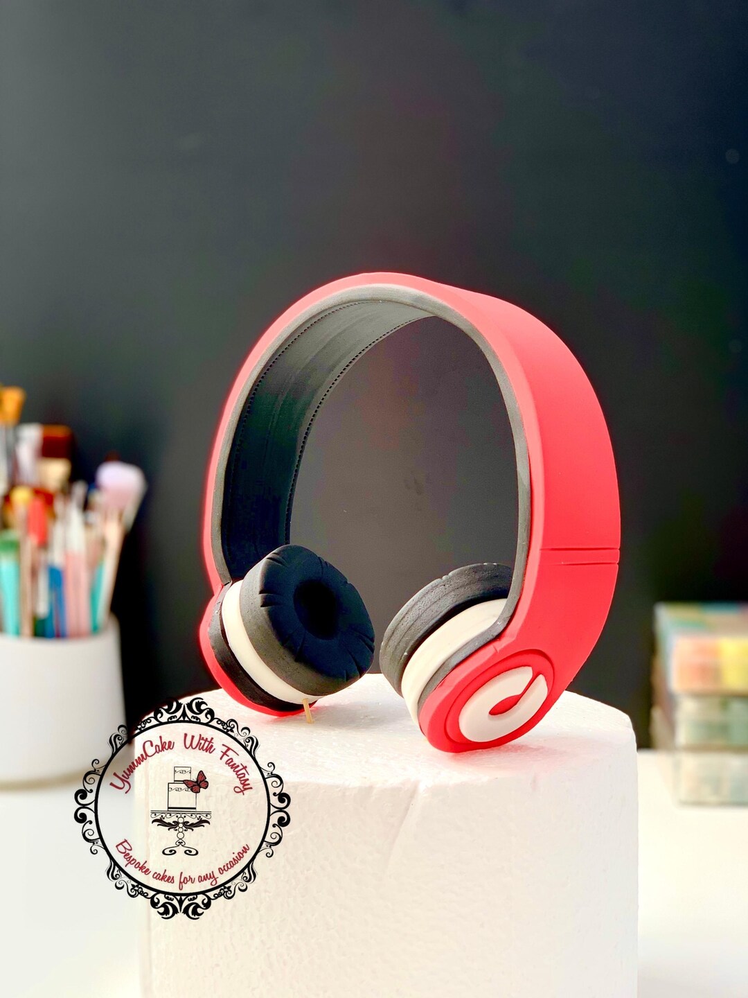 Headphones Handmade Edible Fondant Birthday Cake Topper Music DJ ...