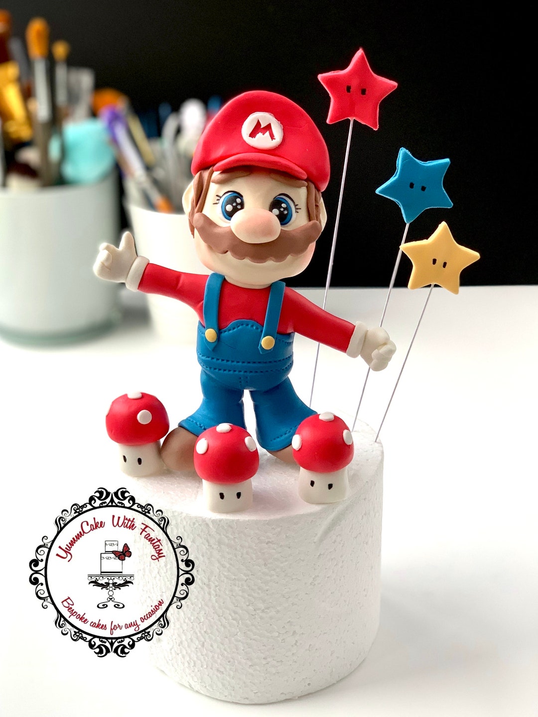 Handmade Inspired With Mario Edible Fondant Birthday Cake Topper ...
