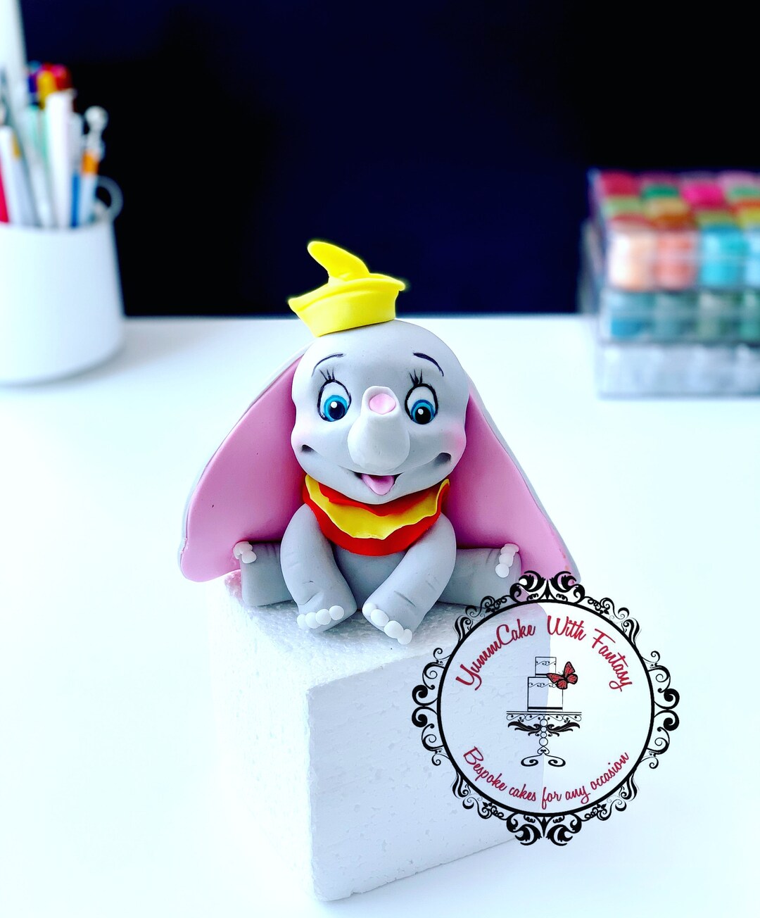 Elephant Dumbo Handmade Edible Fondant Birthday Cake Topper Decoration ...