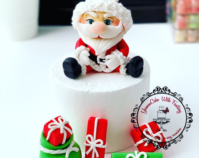 Video Tutorial Fondant Caketopper Santa Claus and Gift Bag , Санта ...