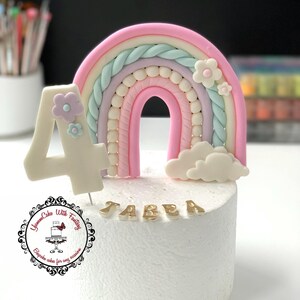 Rainbow Number Name Letters Handmade Edible Fondant Pastel Colours ...