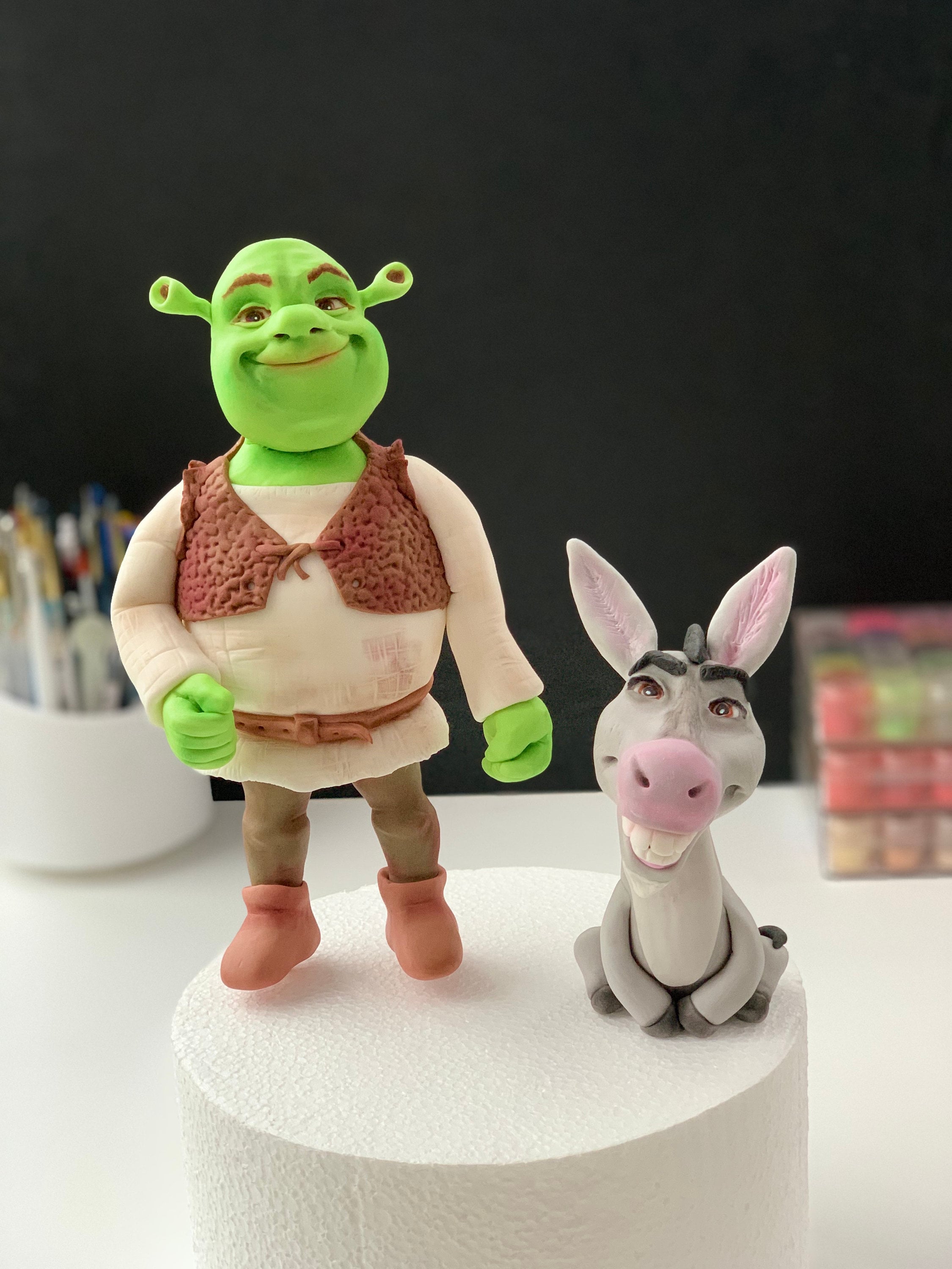 Handmade Inspired With Shrek approx 17cm Tall and Donkey Edible Fondant ...