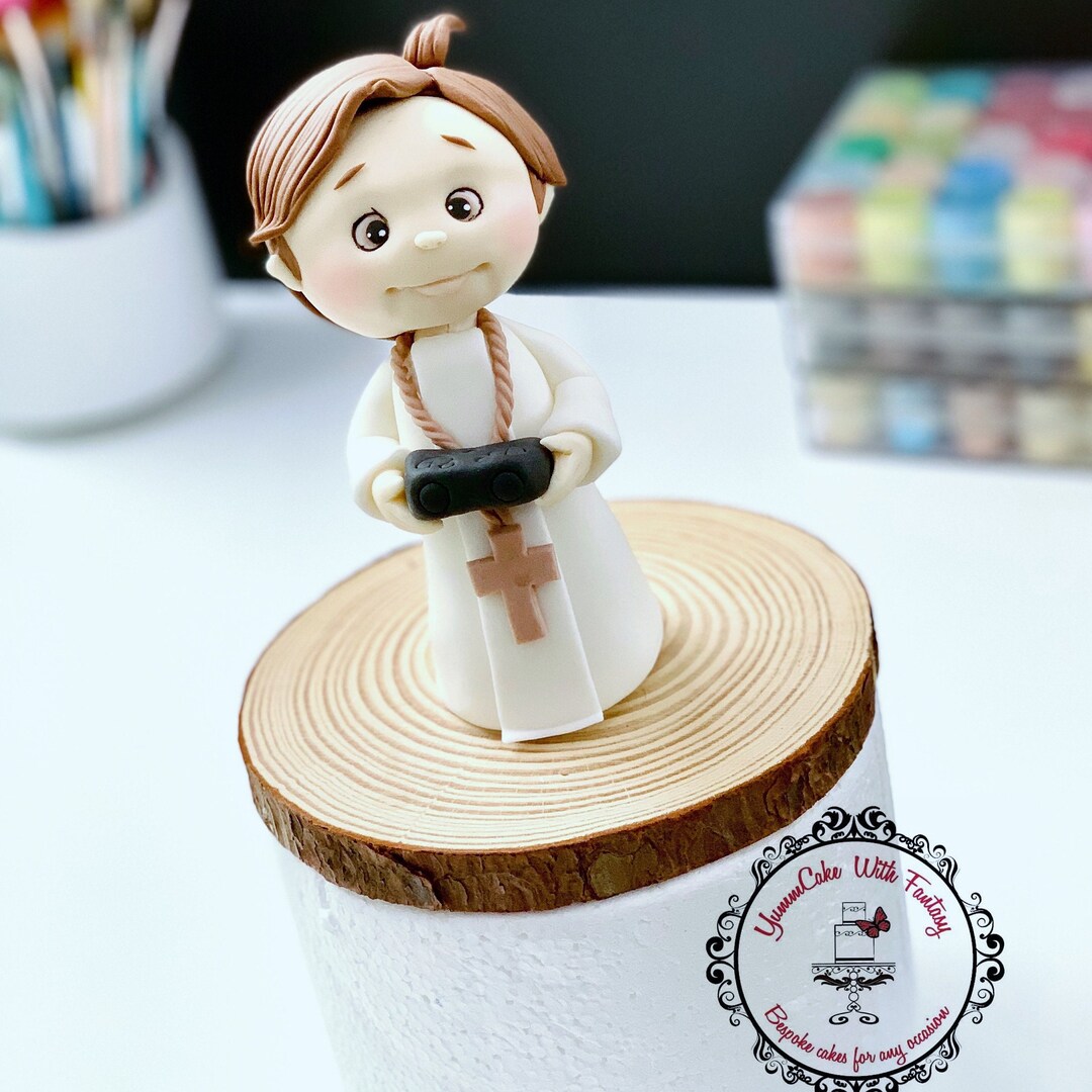 First Holy Communion Boy Figure Handmade Edible Fondant Cake Topper ...
