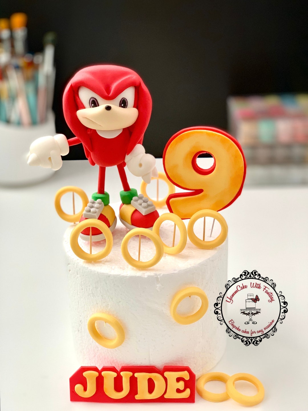 Sonic Knuckles Inspired Handmade Edible Fondant Birthday Cake Topper ...