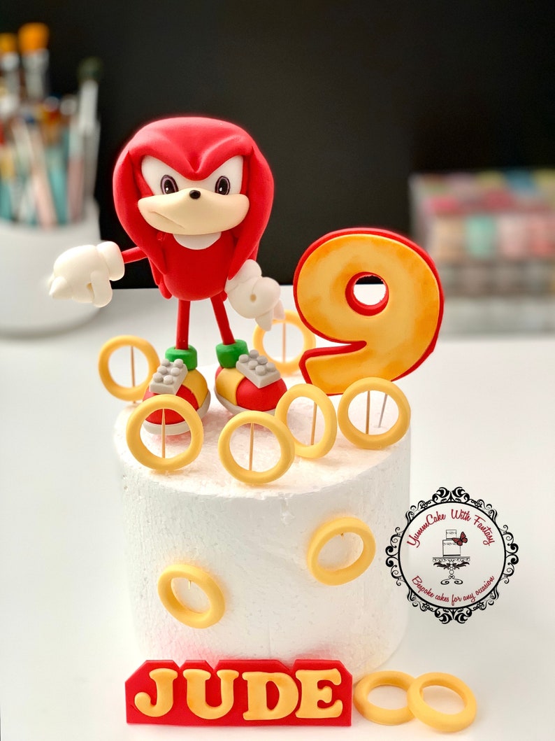 Sonic Knuckles Inspired Handmade Edible Fondant Birthday Cake Topper ...