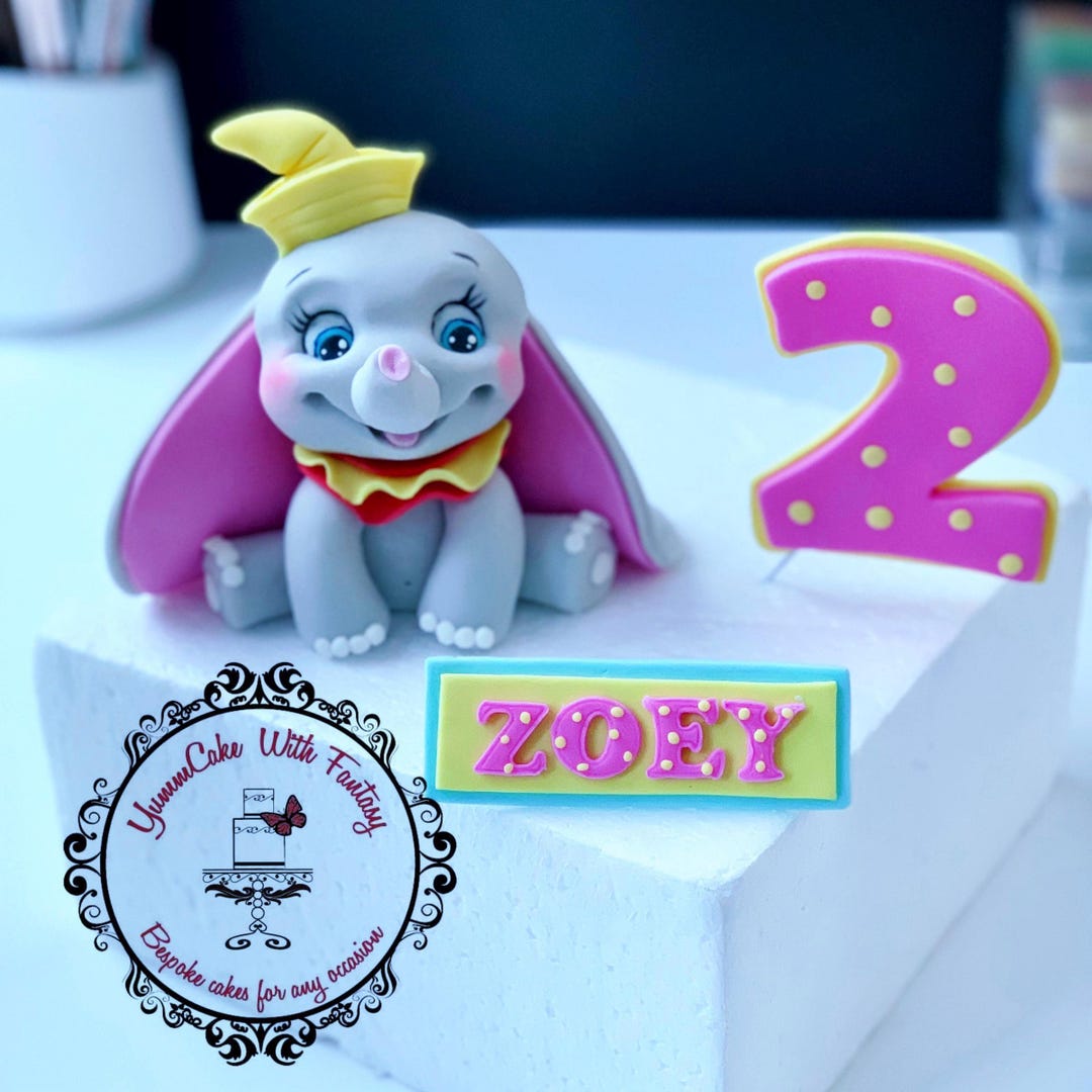 Elephant Dumbo Handmade Edible Fondant Birthday Cake Topper Decoration ...