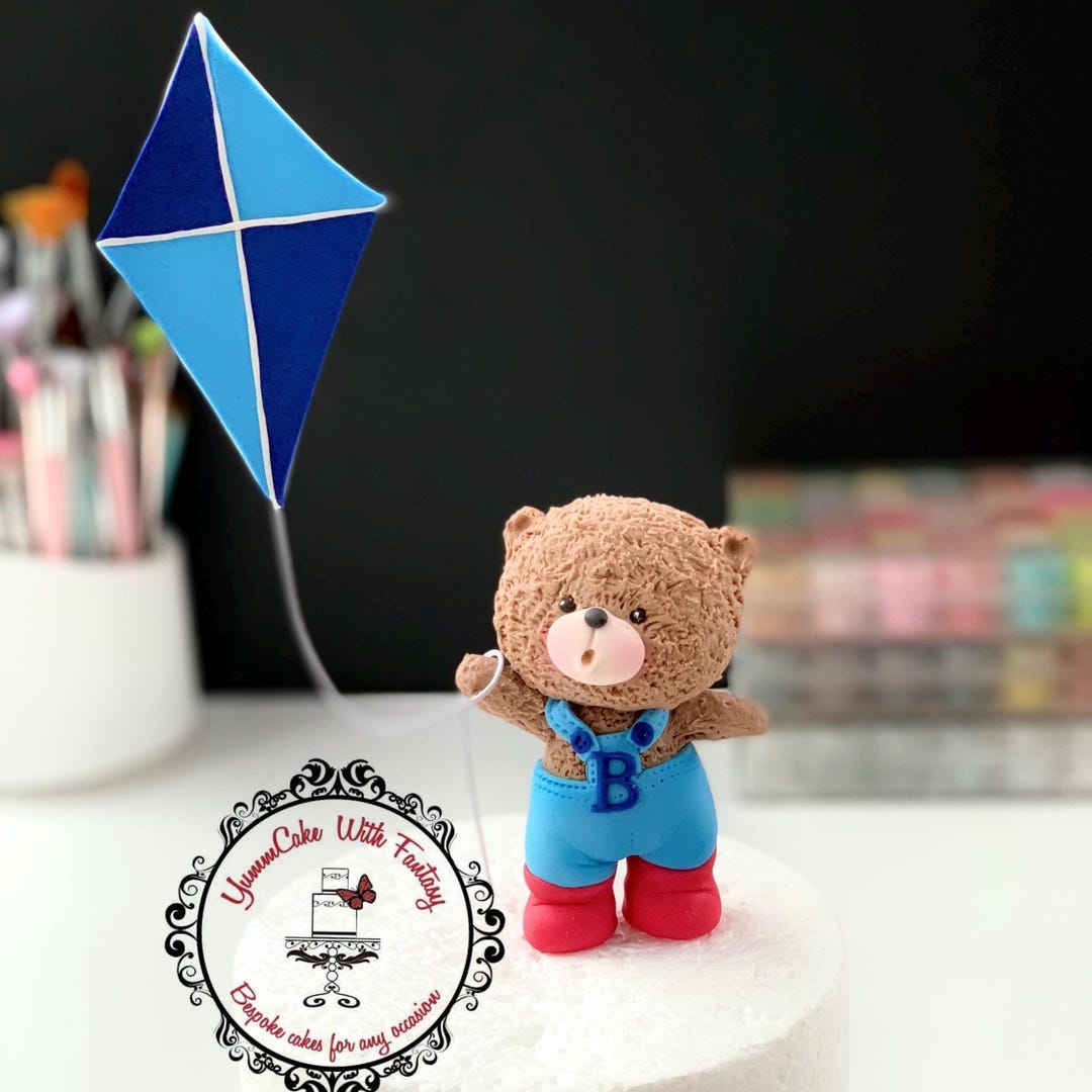 Teddy Bear With Kite Handmade Edible Fondant Birthday Cake Topper ...