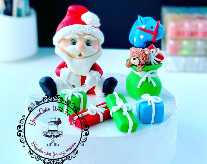 Video Tutorial Fondant Caketopper Santa Claus and Gift Bag , Санта ...