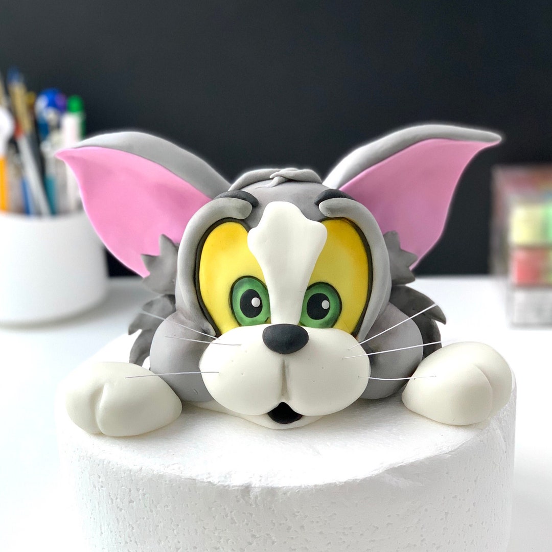 Handmade Tom Cat Head , Tom & Jerry Inspired Edible Birthday Cake ...